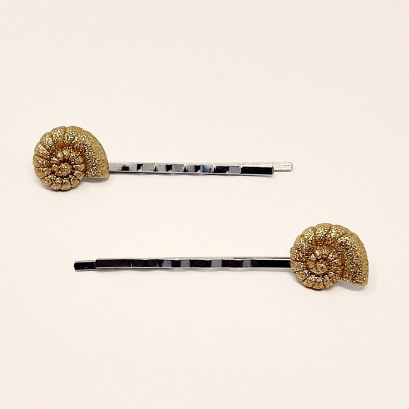 Accessories | Stunning Handcrafted Gold Glitter Sea Shell Hair Pins Set ...